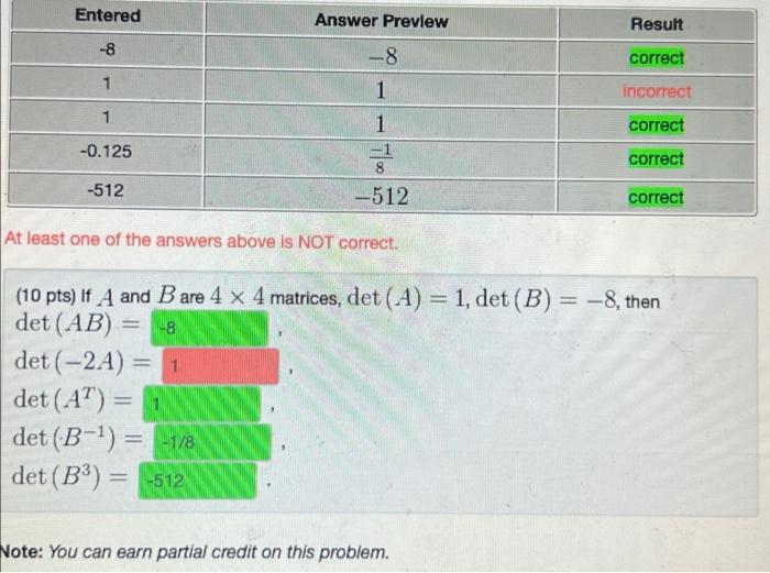 Solved Entered Answer Preview Result -8 -8 - 1 correct | Chegg.com