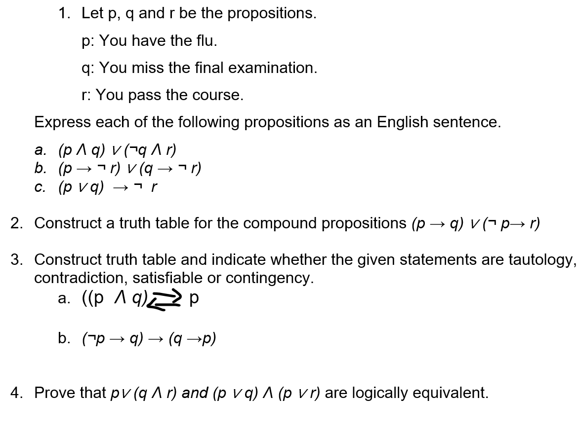 Solved Let p,q ﻿and r ﻿be the propositions.p ﻿: You have the | Chegg.com