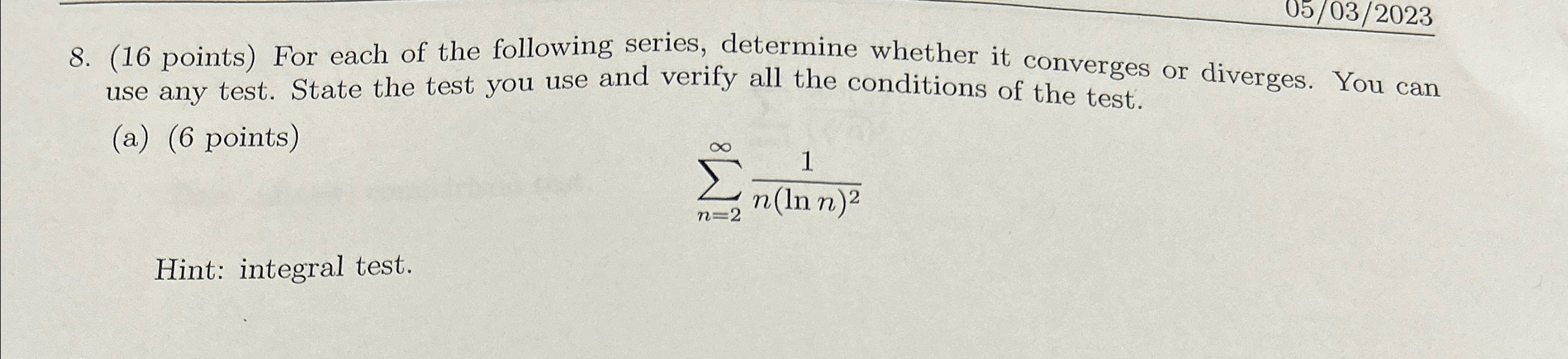 Solved (16 ﻿points) ﻿For each of the following series, | Chegg.com