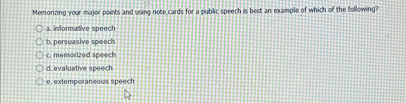 Solved Memorizing your major points and using note,cards for | Chegg.com