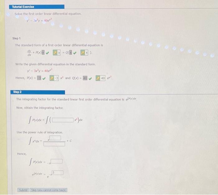 Solved Tutorial Exercise Solve the first order linear | Chegg.com