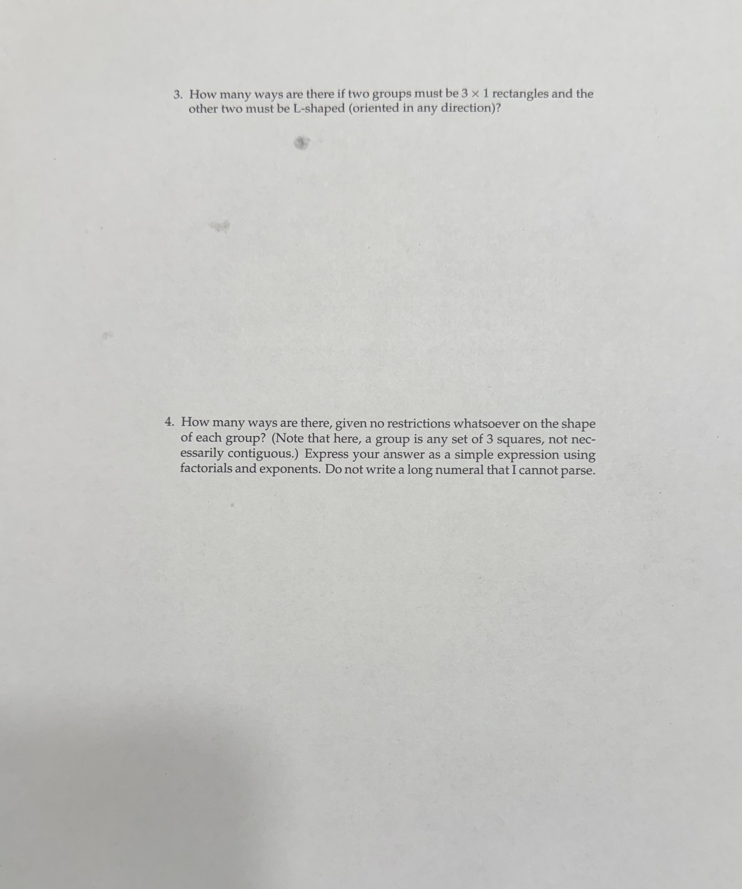 Solved How many ways are there if two groups must be 3×1 | Chegg.com