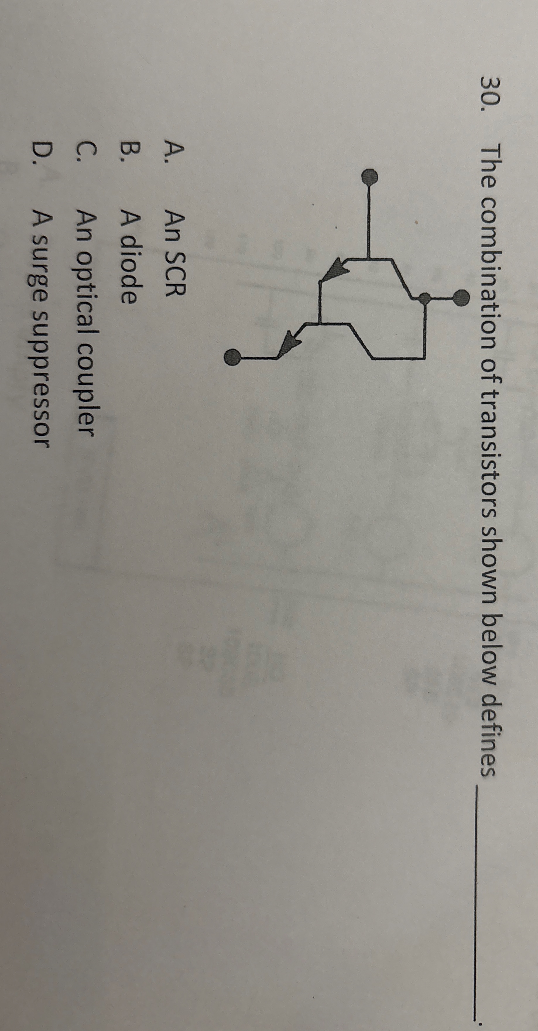 Solved The combination of transistors shown below definesA. | Chegg.com