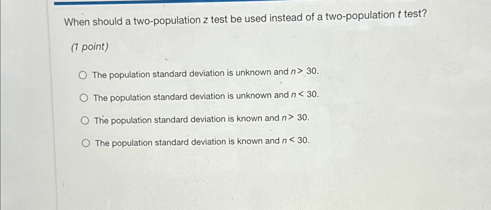Solved When should a two-population z ﻿test be used instead | Chegg.com