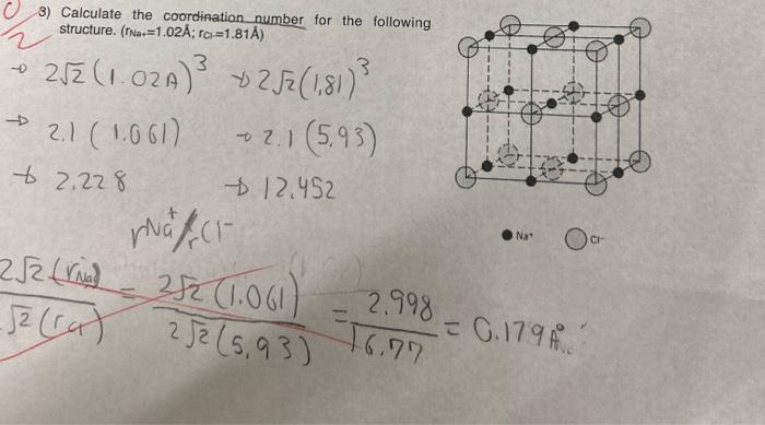 Solved (3) Calculate the coordination number for the | Chegg.com