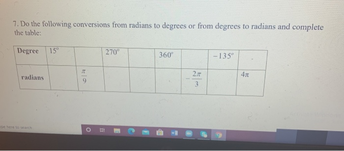Solved 7. Do the following conversions from radians to | Chegg.com