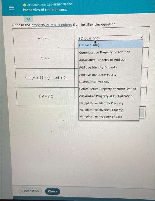 Solved ALGEBRA AND GEOMETRY REVIEW Properties of real | Chegg.com
