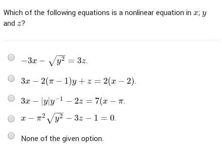 Solved Which of the following equations is a nonlinear | Chegg.com