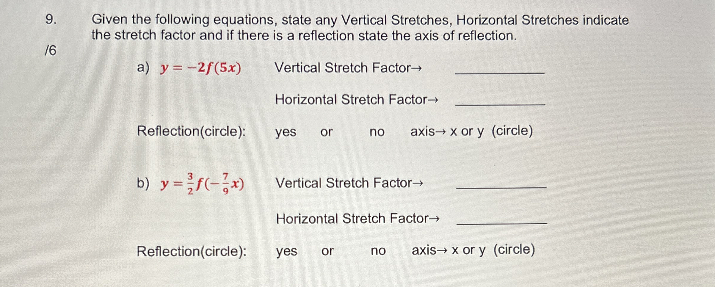 Solved Given the following equations, state any Vertical | Chegg.com