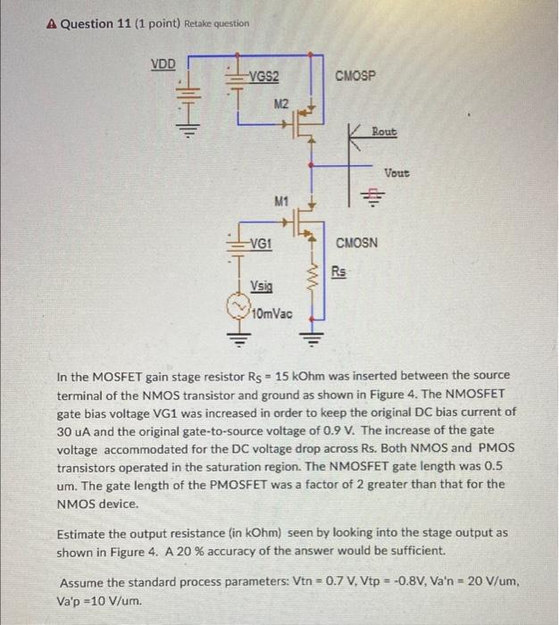Solved Estimate the minimum output voltage of the NMOS | Chegg.com