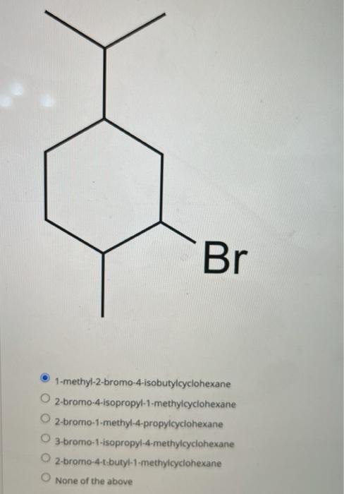 Solved Br 1-methyl-2-bromo-4-isobutylcyclohexane | Chegg.com