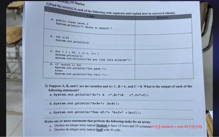 Solved 2 Suppose Ab And C Are Int Variables And A3b4 