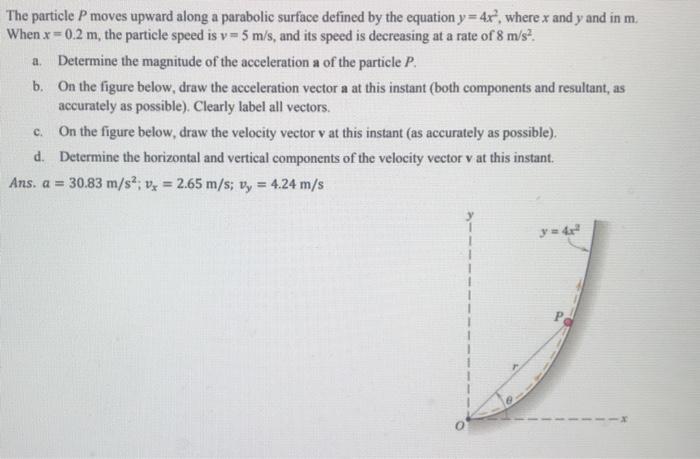 Solved The particle P moves upward along a parabolic surface | Chegg.com