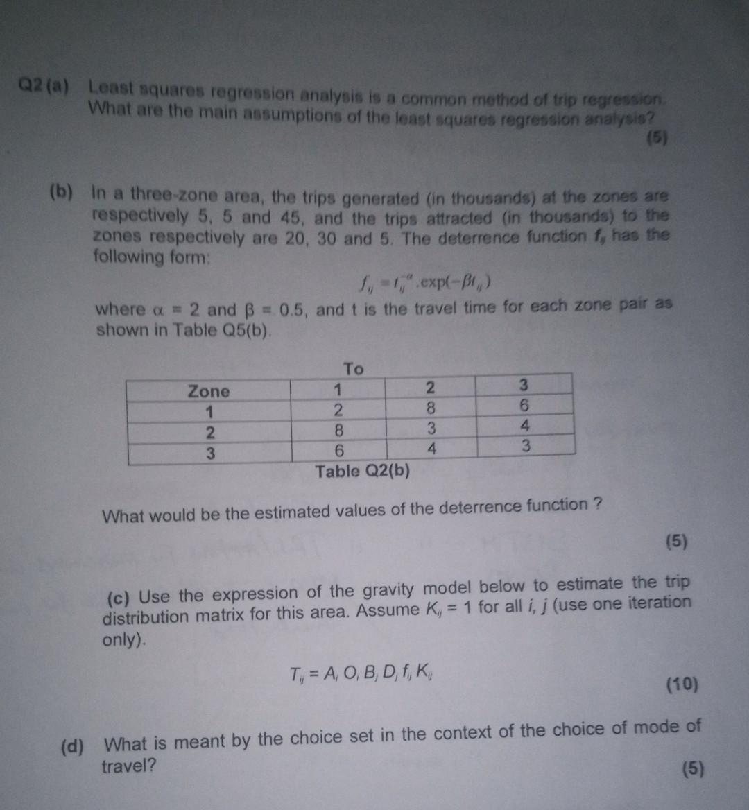 Q2(a) Least squares regression analysis is a common | Chegg.com
