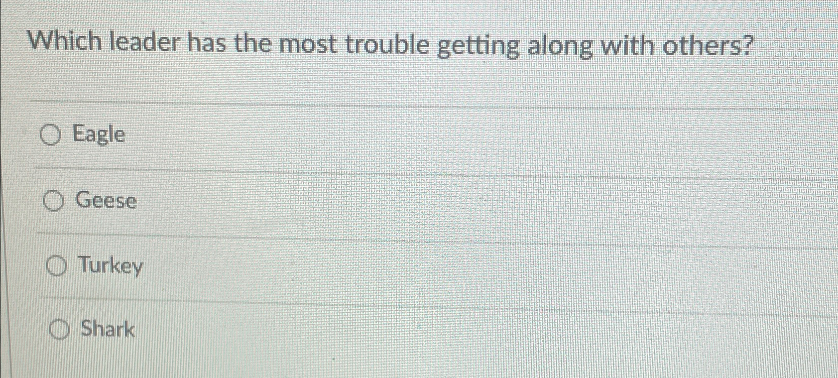 Solved Which leader has the most trouble getting along with | Chegg.com