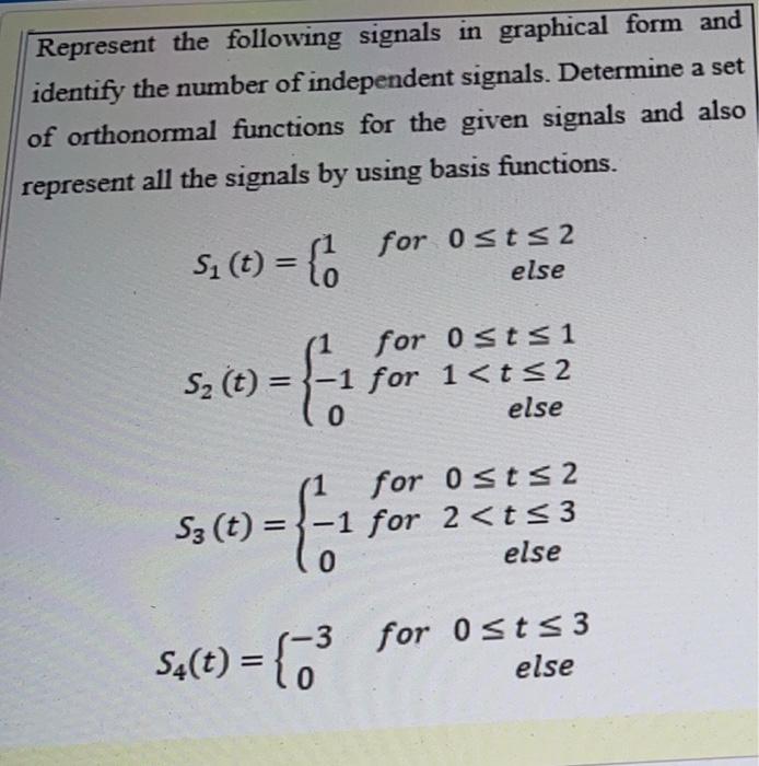 Solved Represent the following signals in graphical form and | Chegg.com