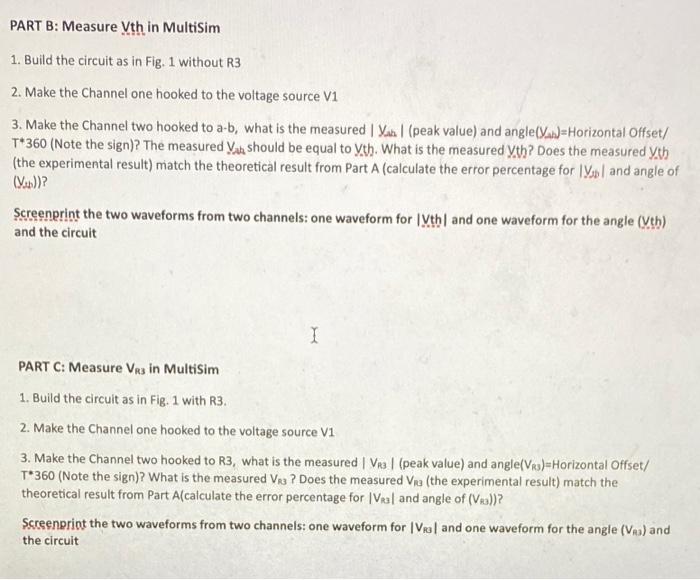 Solved PART B: Measure Vth in Multisim 1. Build the circuit | Chegg.com