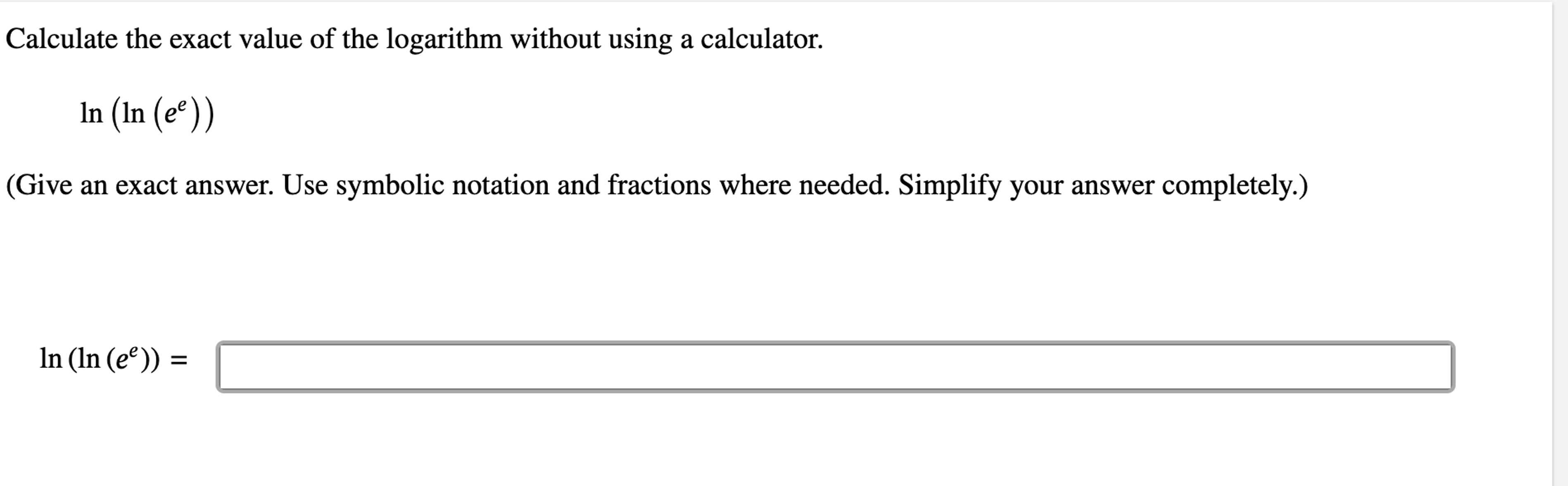 Solved Calculate the exact value of the logarithm without | Chegg.com