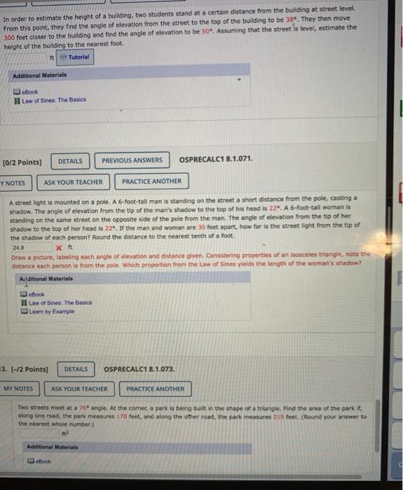 Solved In order to estimate the height of a building, two | Chegg.com