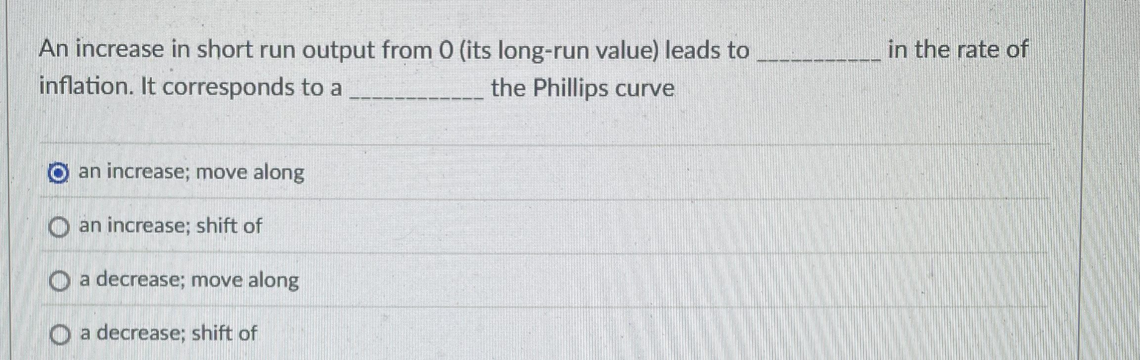 Solved An increase in short run output from 0 (its long-run | Chegg.com