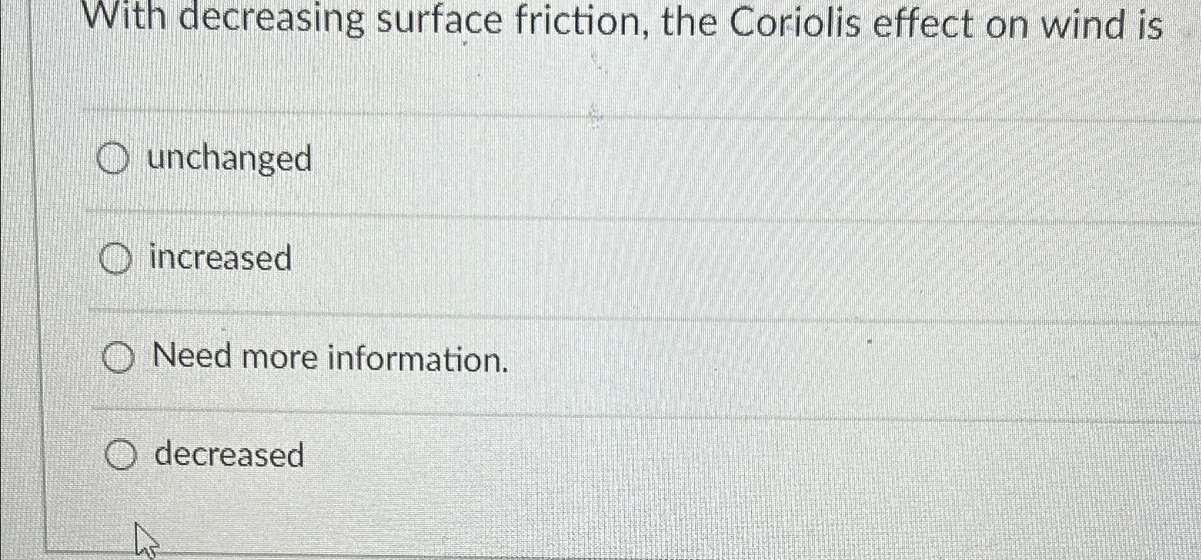 Solved With decreasing surface friction, the Coriolis effect | Chegg.com