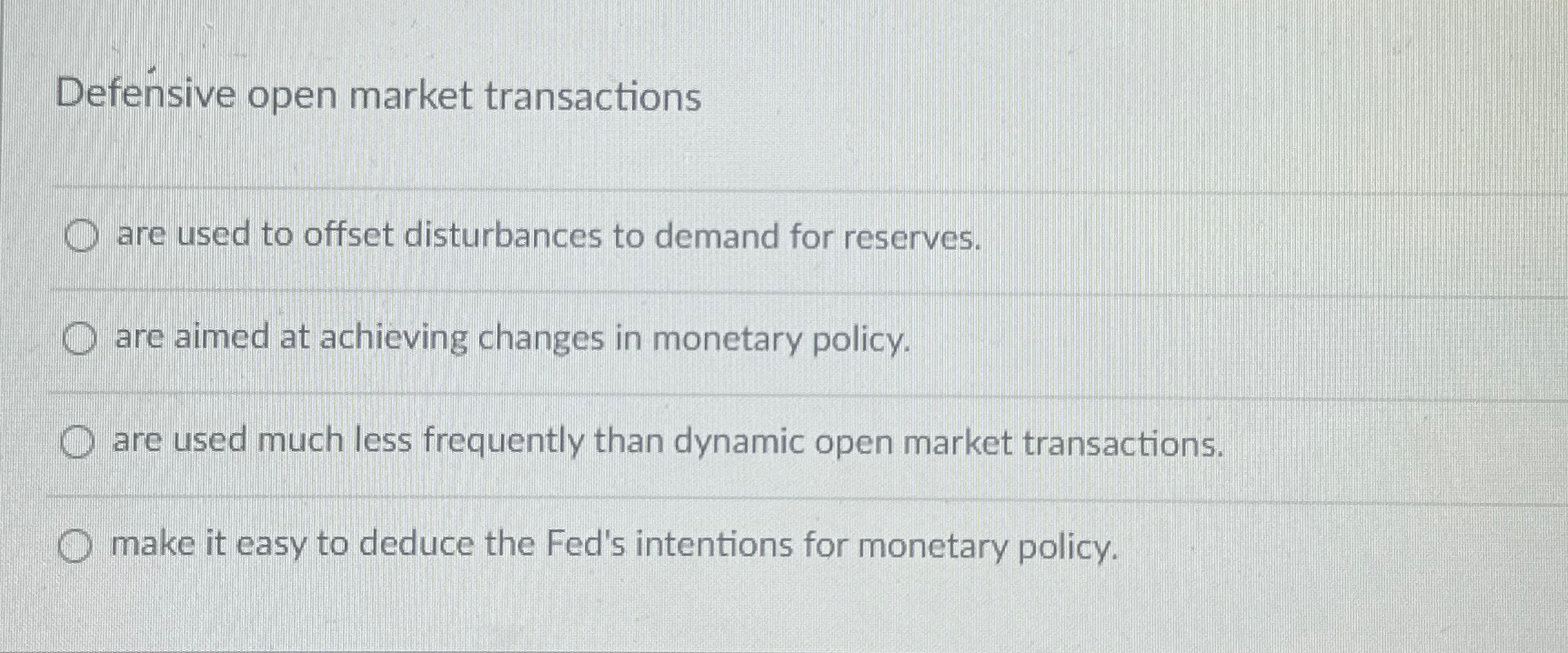 Solved Defensive open market transactions ﻿are used to | Chegg.com