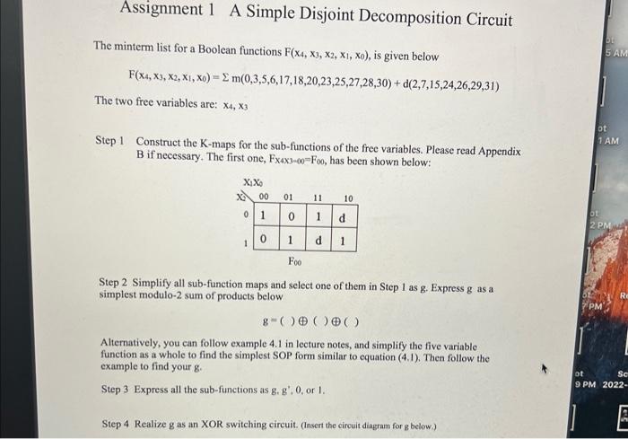 Solved Assignment 1 A Simple Disjoint Decomposition Circuit | Chegg.com