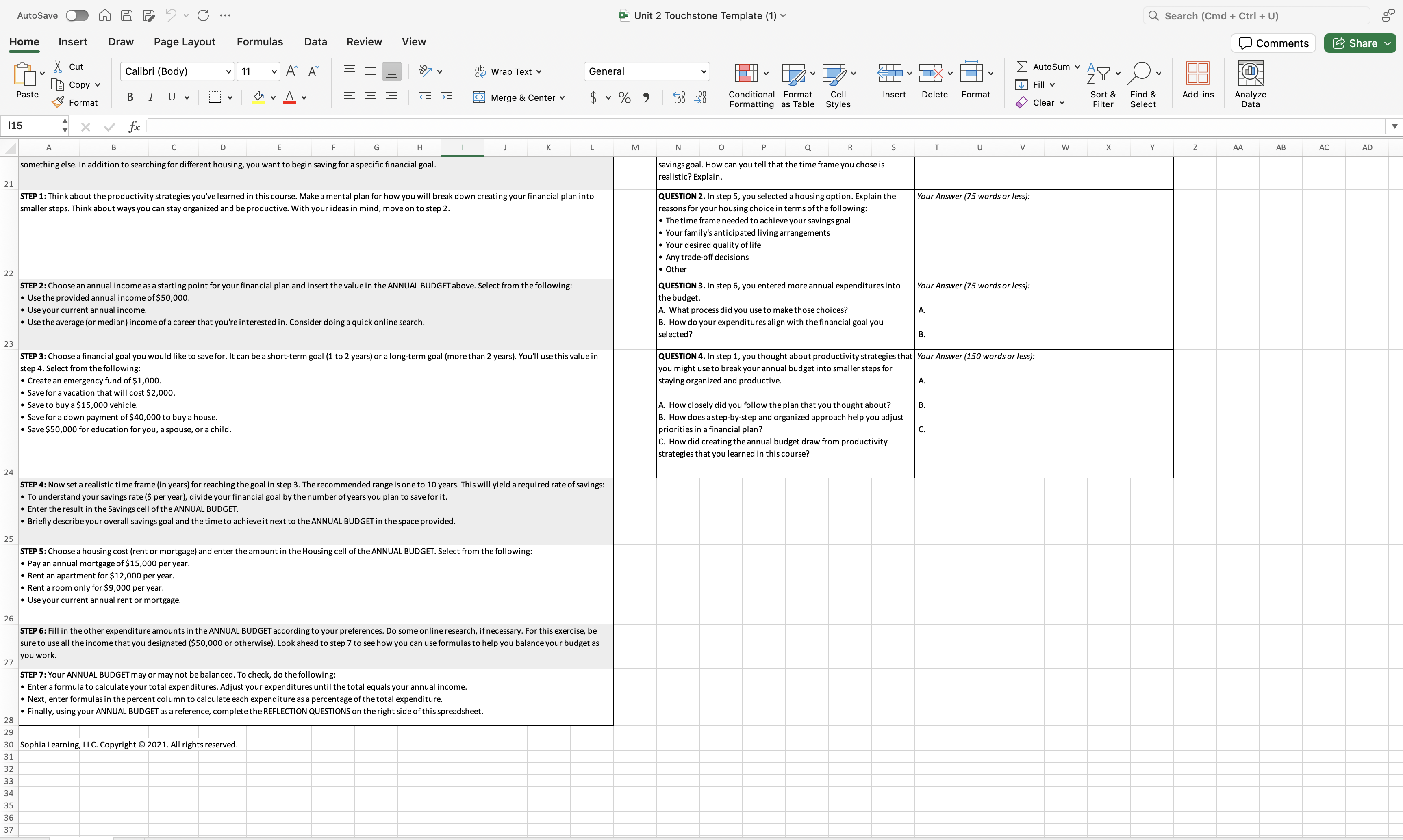 Solved Touchstone 2: Creating a Personal Financial | Chegg.com