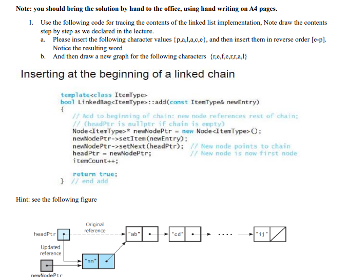 Solved Note: you should bring the solution by hand to the | Chegg.com