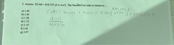 Solved 5. Assume EUAB -$18,733 (It is not!). The Benefit | Chegg.com