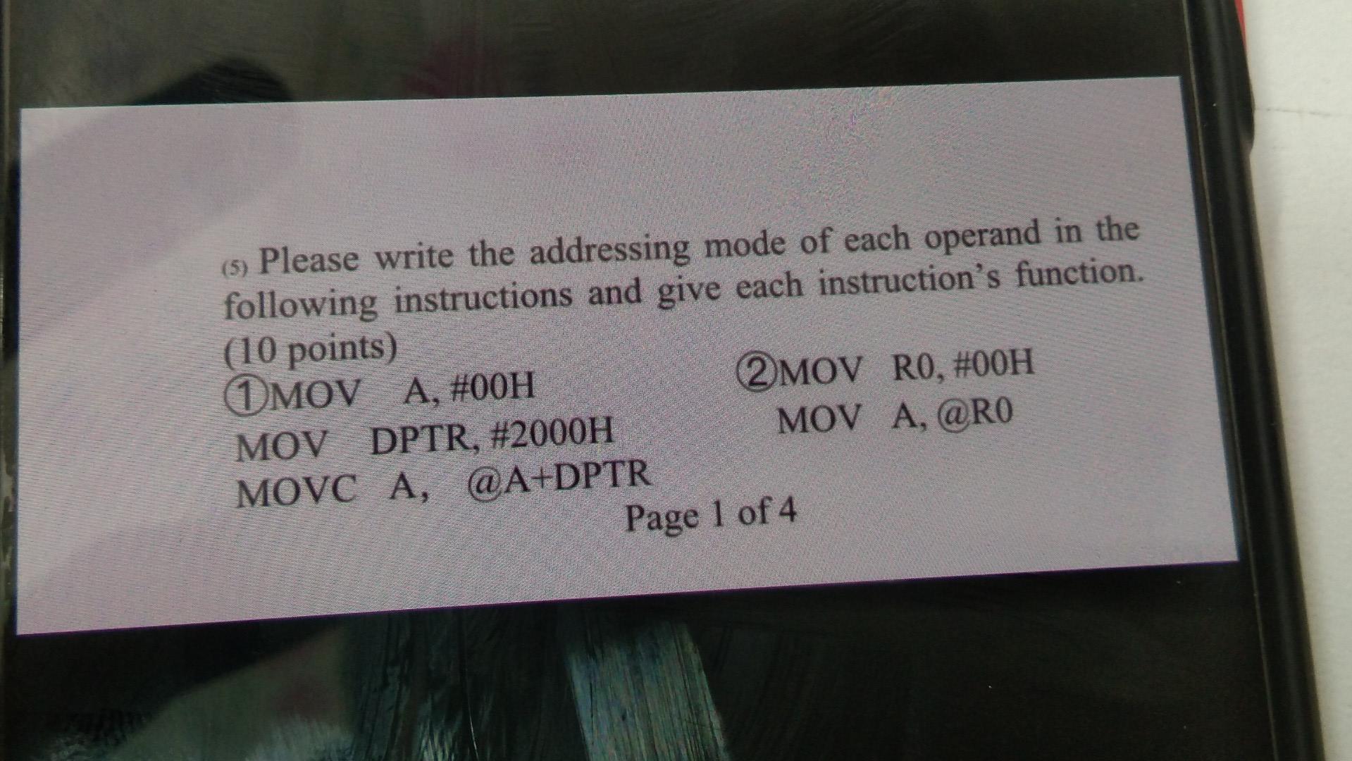 Solved (5) Please write the addressing mode of each operand | Chegg.com