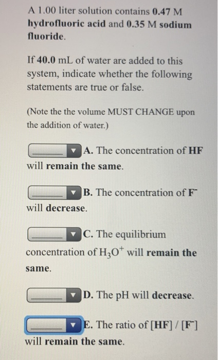 Solved A 1.00 liter solution contains 0.37 M hydrofluoric | Chegg.com