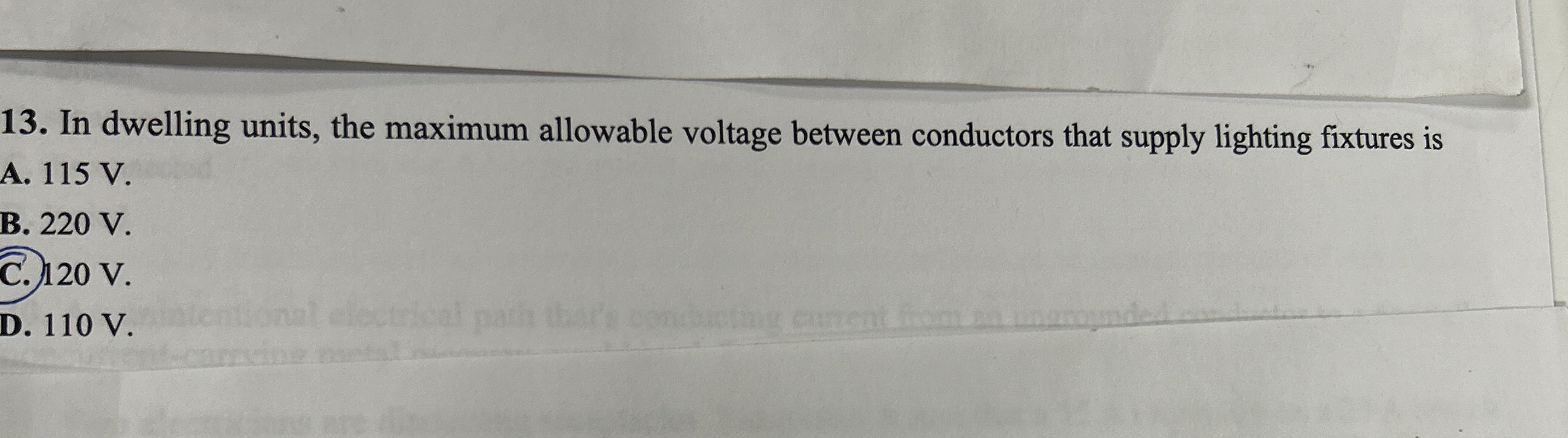Solved In dwelling units, the maximum allowable voltage | Chegg.com
