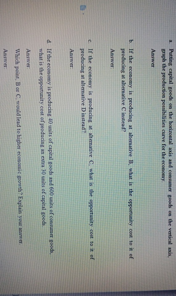Solved a. Putting capital goods on the horizontal axis and | Chegg.com