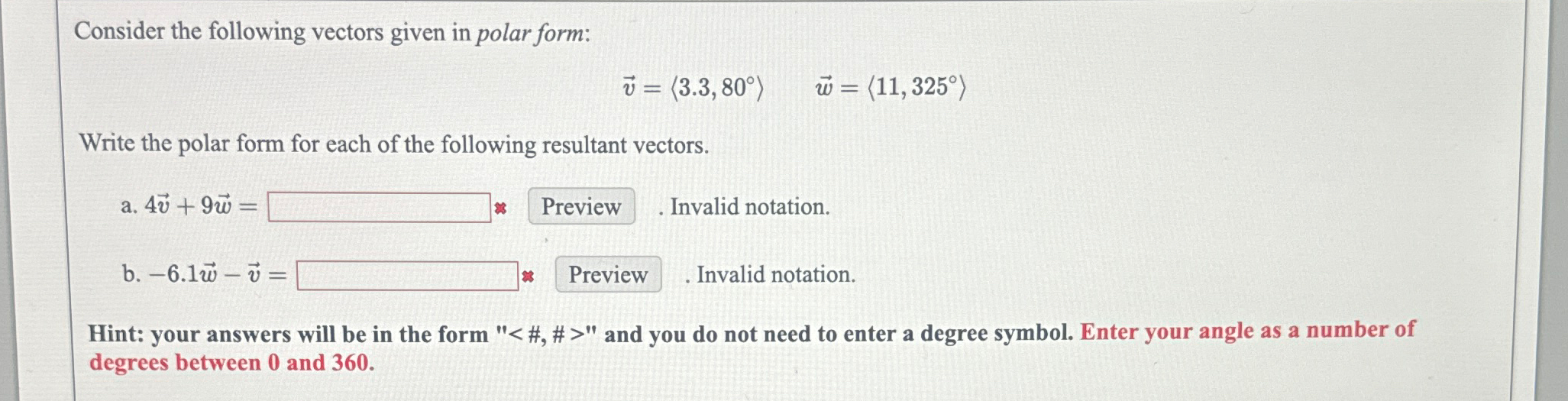 Solved Consider the following vectors given in polar | Chegg.com
