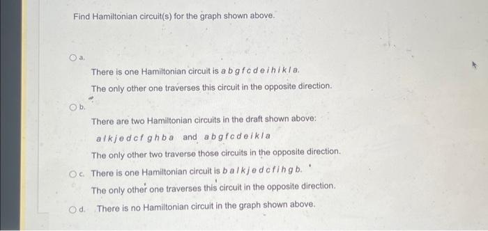 Solved Find.Hamiltonian circuit(s) for the graph shown | Chegg.com