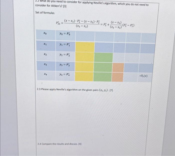 Solved 2.1 Are you allowed to apply Aitken's algorithm to | Chegg.com