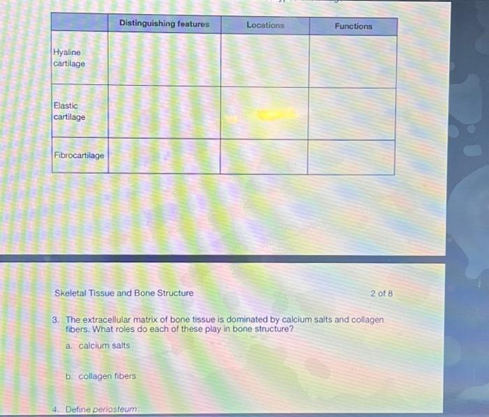 Solved 3. The extracellular matrix of bone tissue is | Chegg.com