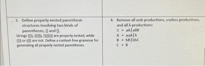 Solved Define properly neeted parenthesis structures | Chegg.com