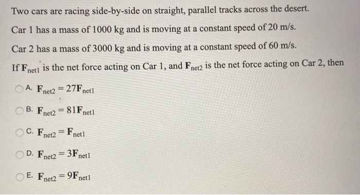 Solved Two cars are racing side-by-side on straight, | Chegg.com
