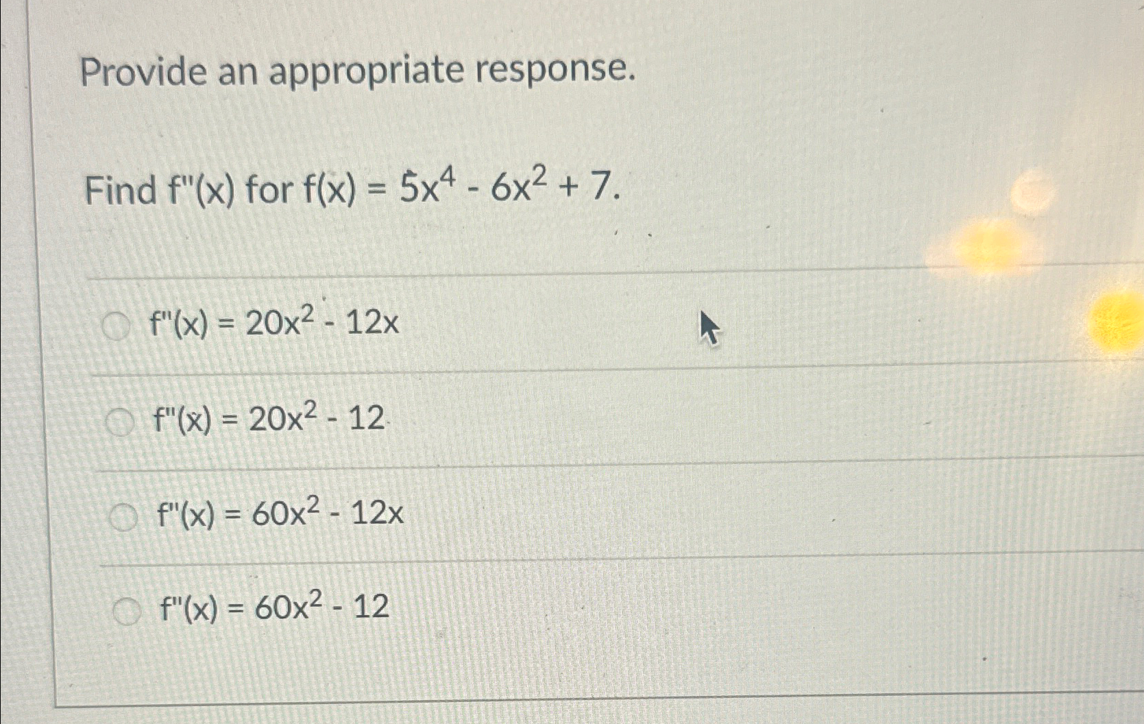 Solved Provide an appropriate response.Find f''(x) ﻿for | Chegg.com