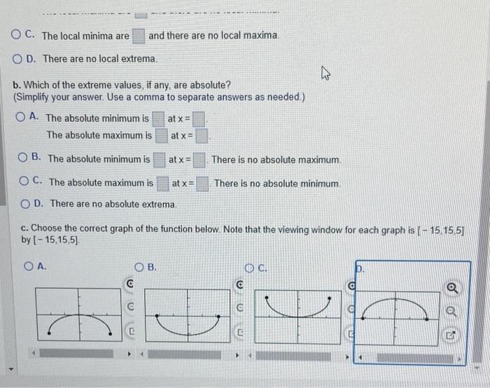 Solved a. Identify the function's local extreme values in | Chegg.com