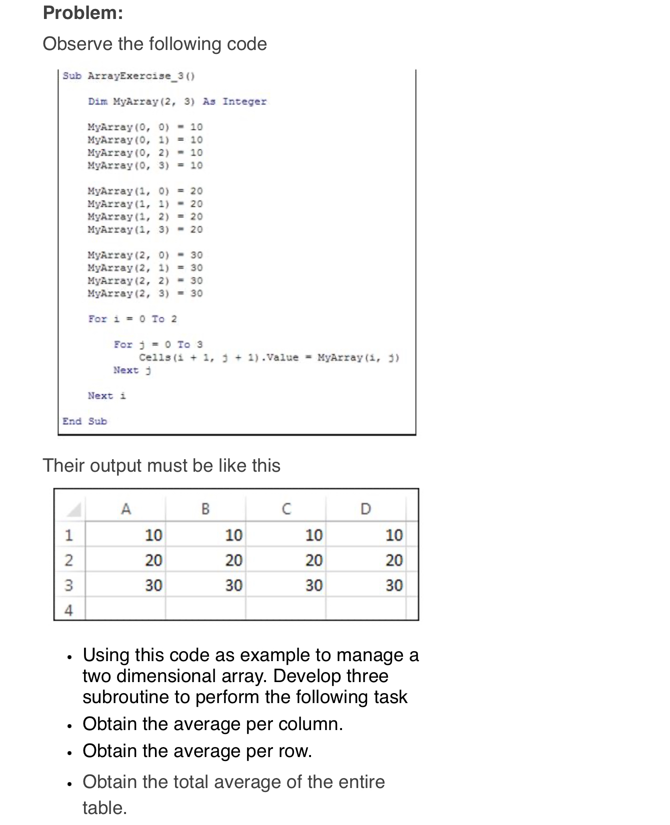Solved Problem:Observe the following codeEnd SubTheir output | Chegg.com