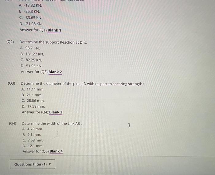 Solved In the structure shown P1=22kN,P2=54kN, and W=5kN/m. | Chegg.com