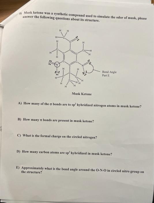 Solved 5) Musk ketone was a synthetic compound used to | Chegg.com