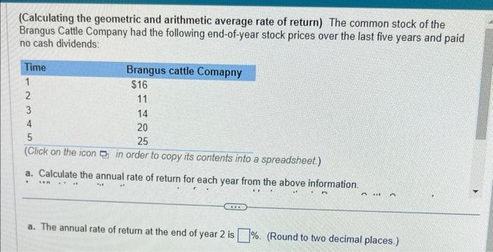 Solved (Calculating the geometric and arithmetic average | Chegg.com