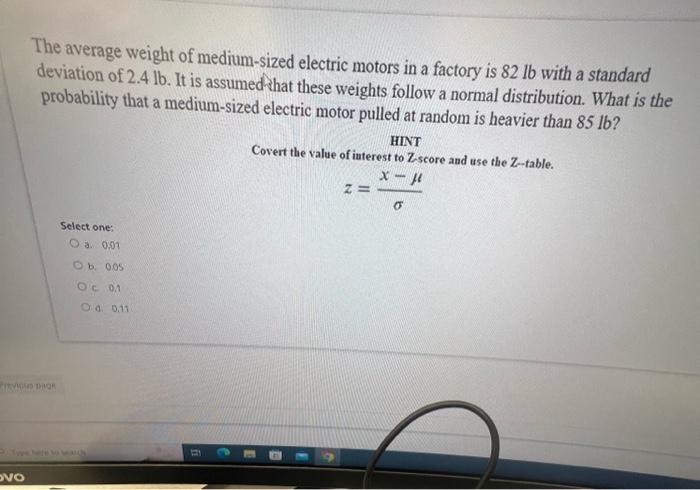 Solved The average weight of medium-sized electric motors in | Chegg.com