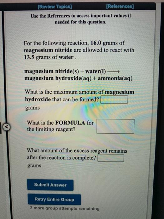Solved [Review Topics] [References] Use the References to | Chegg.com