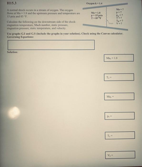 Solved H15.3 A normal shock occurs in a stream of oxygen. | Chegg.com