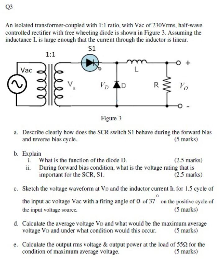 Solved An isolated transformer-coupled with 1:1 ratio, with | Chegg.com